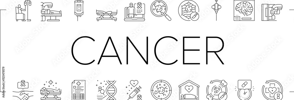 Vector de Stock cancer treatment chemotherapy icons set vector ...