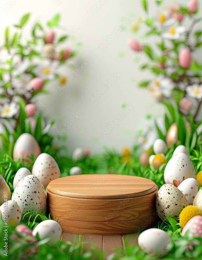Easter product display podium mock up background, easter egg, spring ...