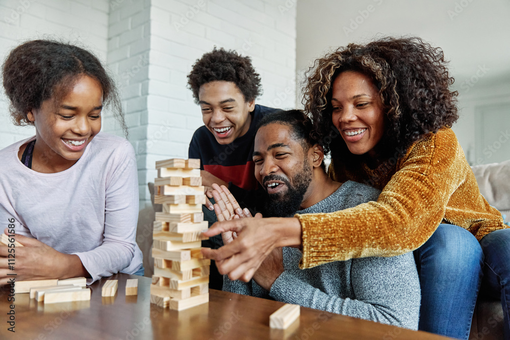 child family fun toy game mother playing block girl wooden education ...