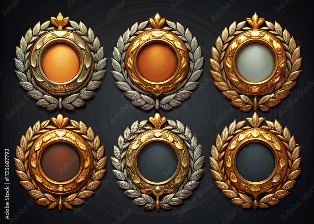 Golden, Silver, Bronze Rank Frames: Medieval RPG Game UI Avatar Borders ...