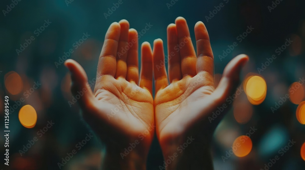 Стоковое фото «human hands open palm up worship eucharist therapy bless ...
