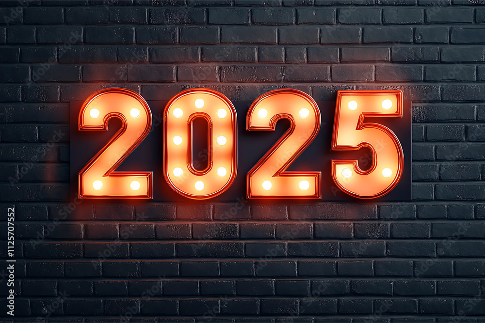 Ilustración de Stock 2025 Neon Sign Bright red script lettering For ...