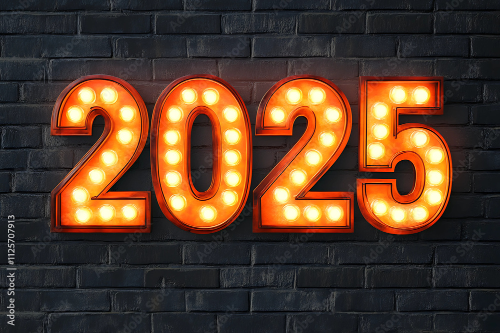 2025 Neon Sign Bright red script lettering For 2025 modern celebration ...
