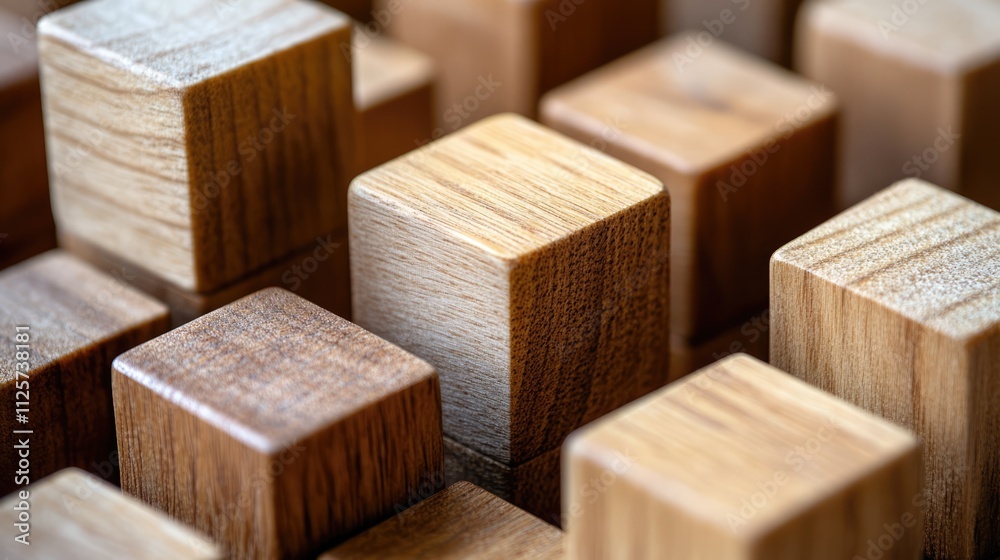 Wooden blocks arranged to represent the balanced scorecard concept ...
