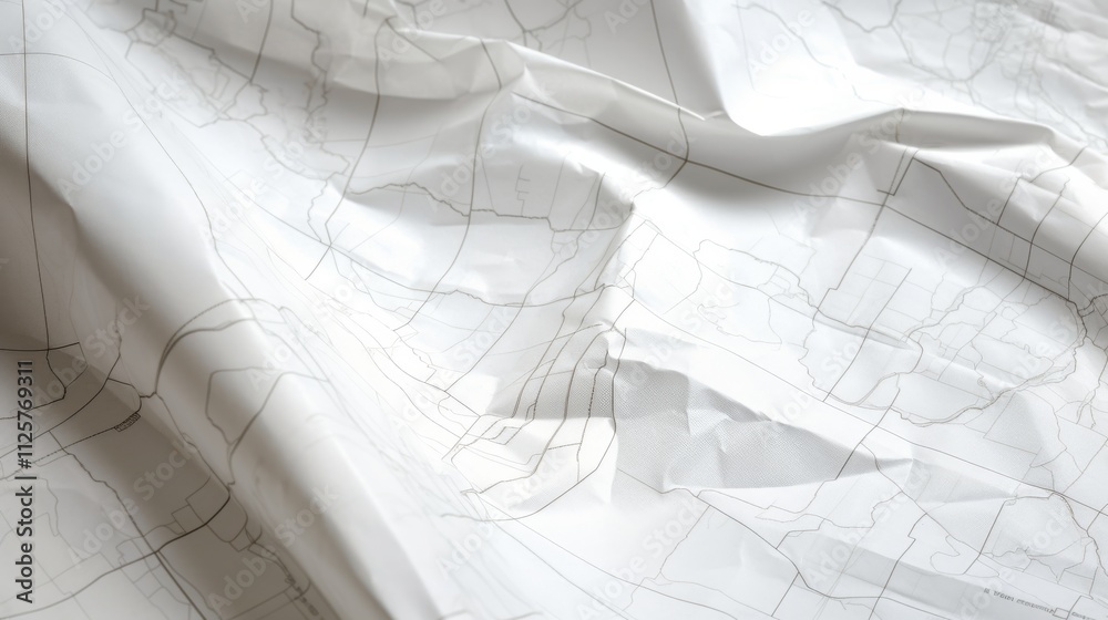 Crumpled white paper with lightly marked grid lines, The texture ...