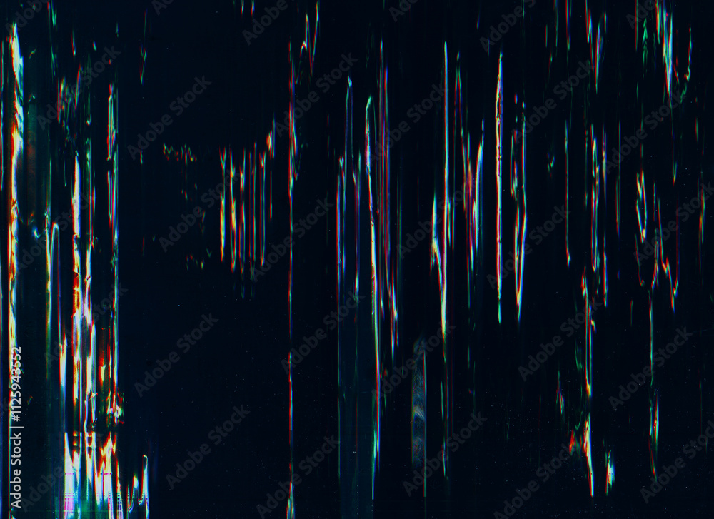 Distorted display. Glitch texture. Static noise. White orange green ...