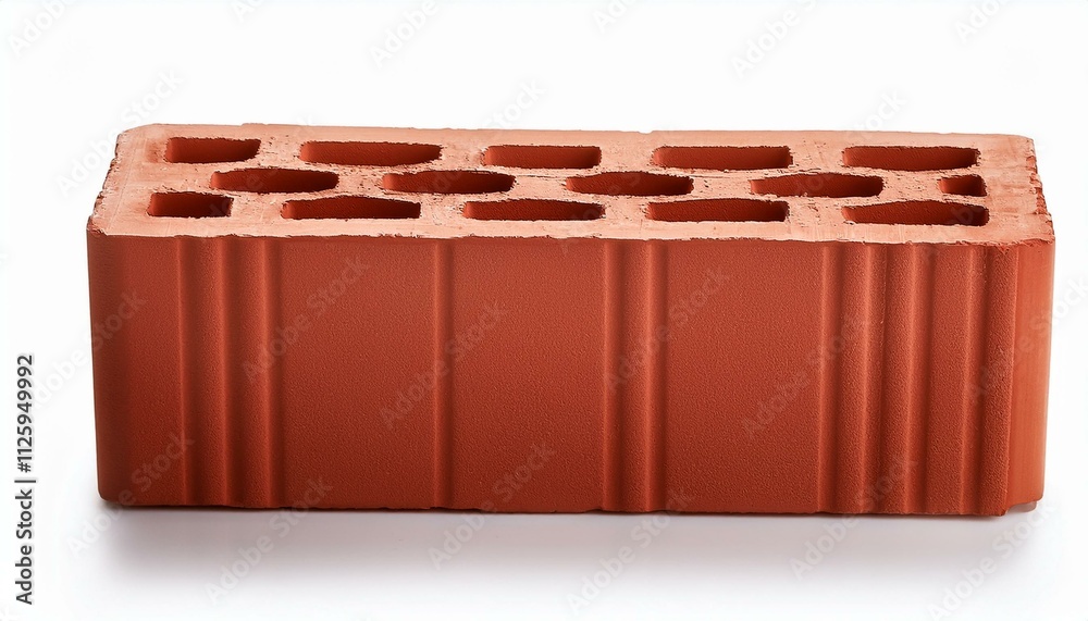 Single red brick on white background. Essential building material for ...