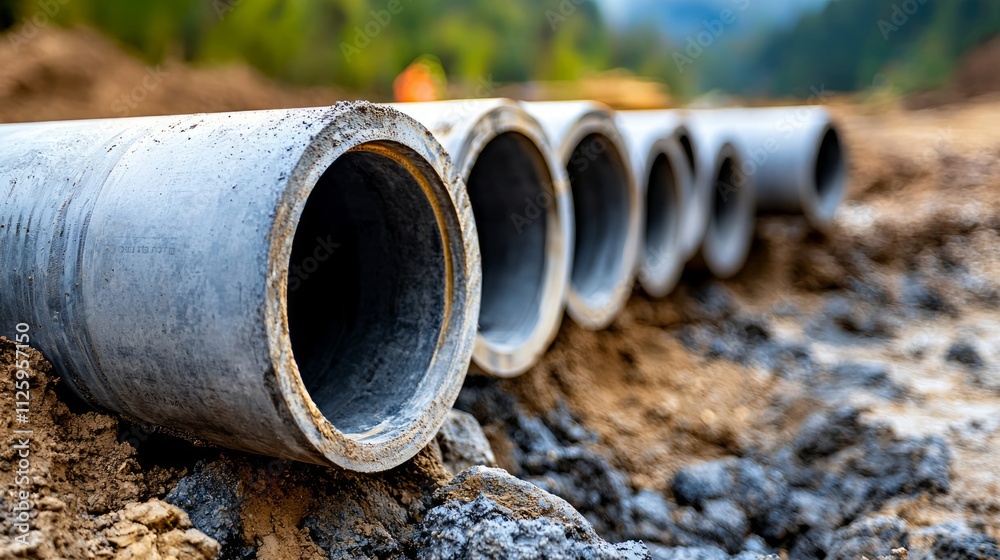 Ilustración de Stock Innovative modular drainage pipe system: Stacked ...