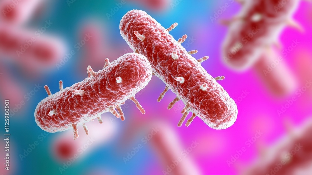 Microscopic Escherichia Coli Bacteria Rod Shaped Gram Negative Flagella ...