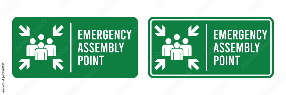 Emergency assembly point sign. Assembly point sign symbol vector ...
