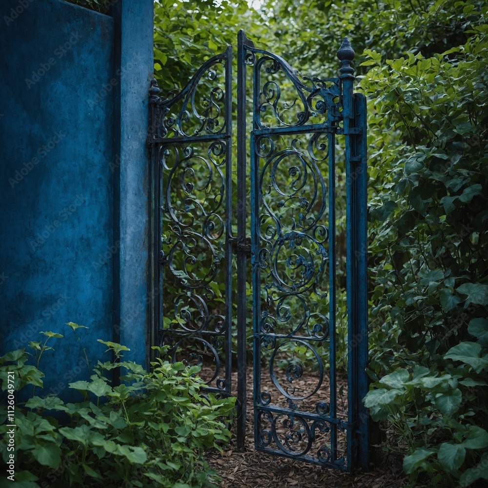 33. A secret garden hidden behind an ornate wrought-iron gate, where no ...
