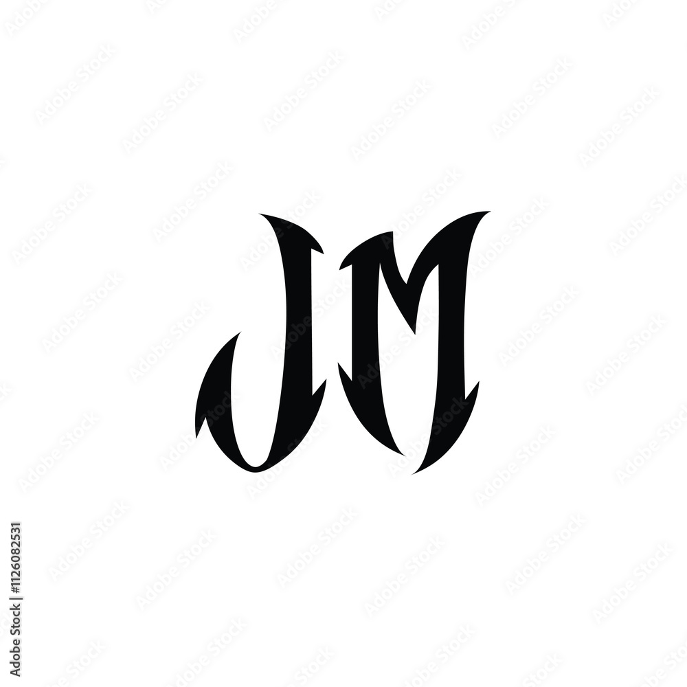 JM monogram logo design letter text name symbol monochrome logotype ...