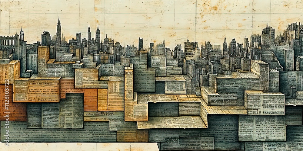 Abstract urban cityscape, an illustration of creative metropolis ...