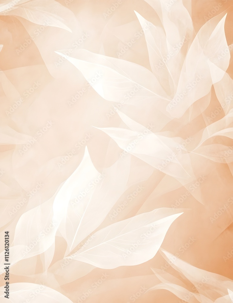 Soft Beige Background with Transparent White Leaves Stock Illustration ...