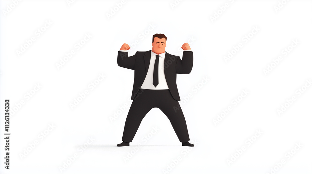 Businessman Flexing Muscles: A cartoon illustration of a businessman ...