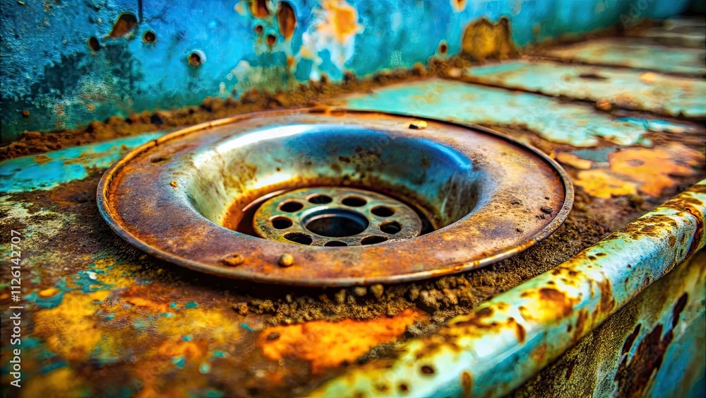 Close-up Dirty Sink Drain Mesh, Limescale, Rust, Bathroom Washbowl ...