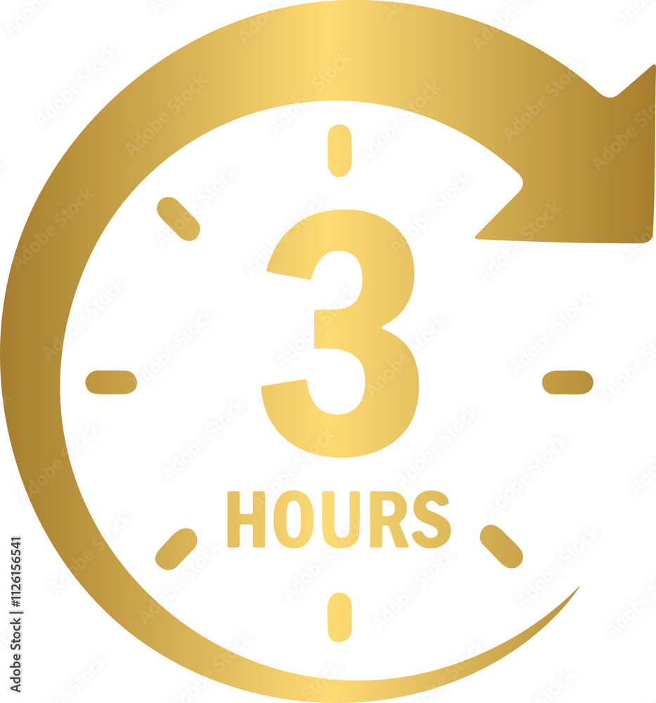 3 hours timer count icon, stopwatch timer icon, countdown timer Stock ...