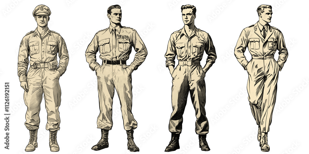 Vintage soldiers illustration, vintage soldiers engraving with detailed ...