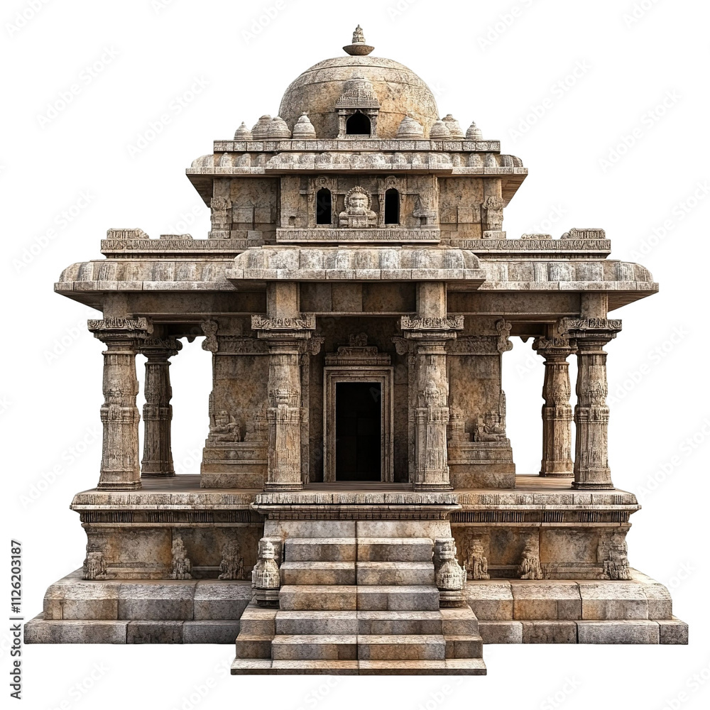 3D front view illustration of the Chausath Yogini Temple Indian ...