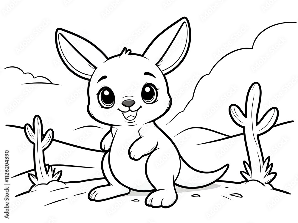 Adorable Baby Kangaroo Coloring Page: A Cute Aussie Marsupial in its ...