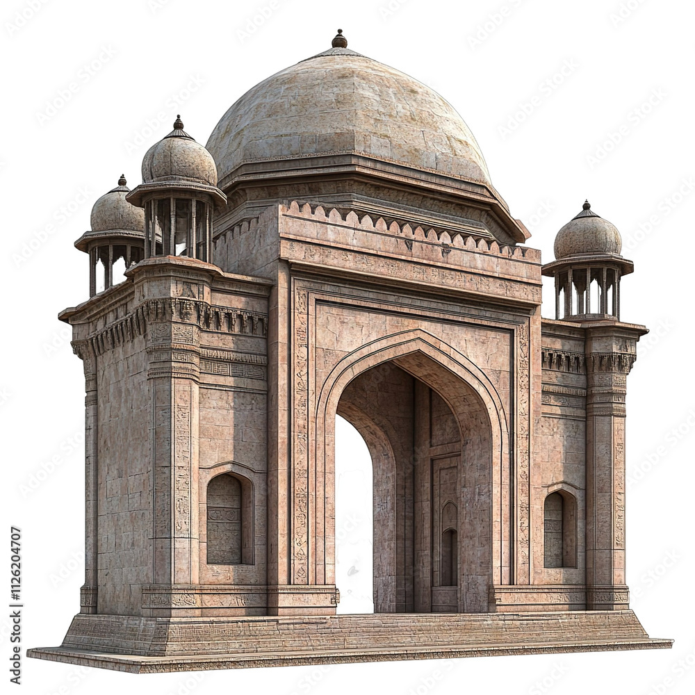 3D front view illustration of the Mandu Fort Indian monument isolated ...
