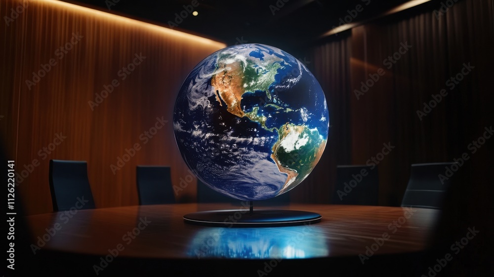Innovative AR globe display transforms a modern conference room into a ...