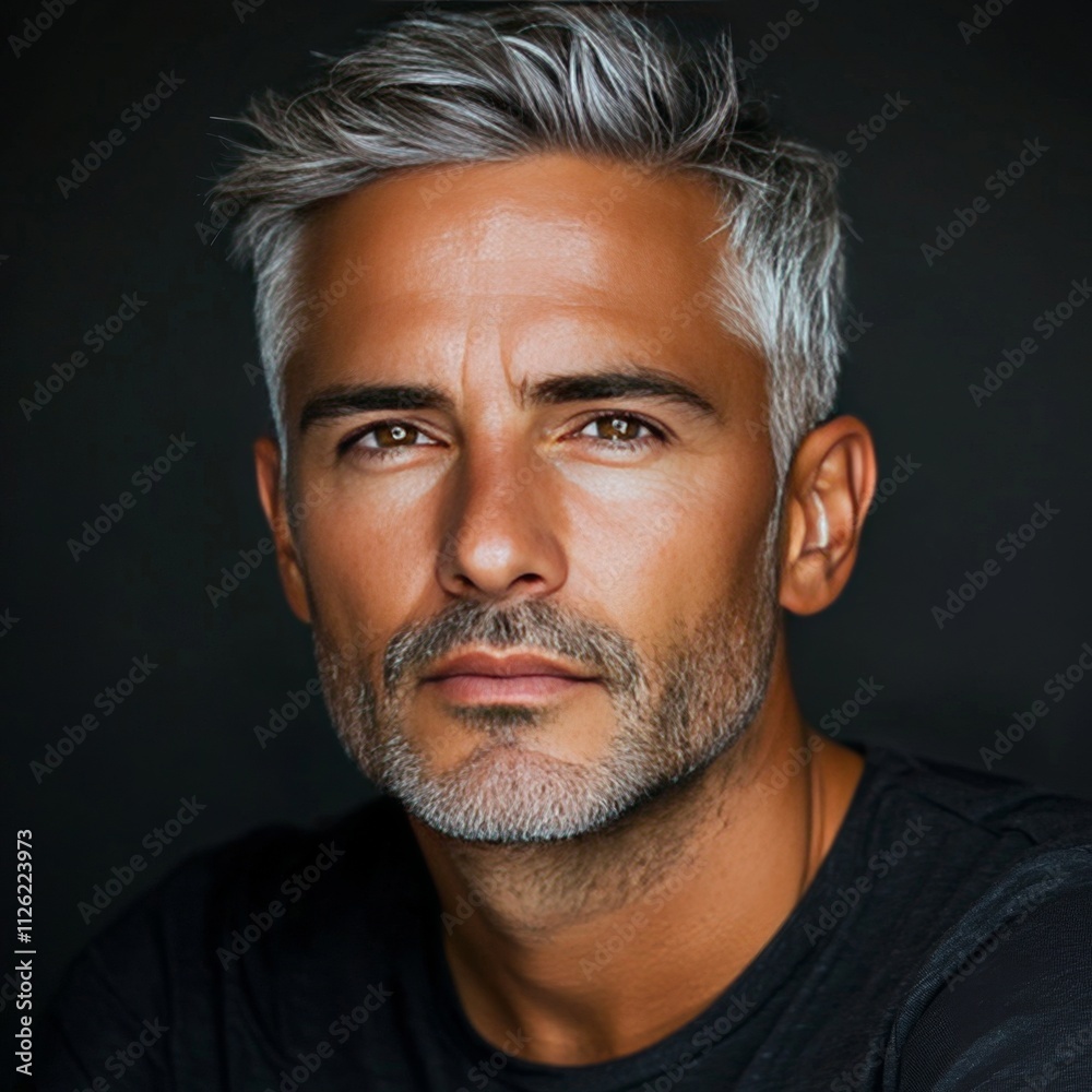 Man's portrait in comparison youth and maturity, old age. Skin aging ...