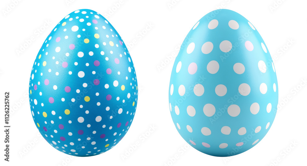 Blue Easter egg with small, colorful dots, clipart isolated on ...