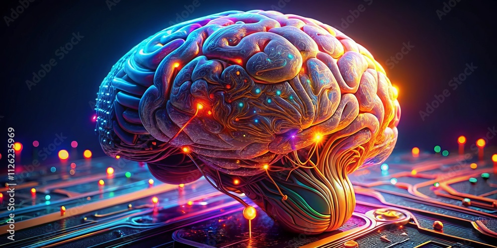 Glowing AI Brain Neural Network, Advanced Artificial Intelligence, High-Tech Digital Art, Deep ...