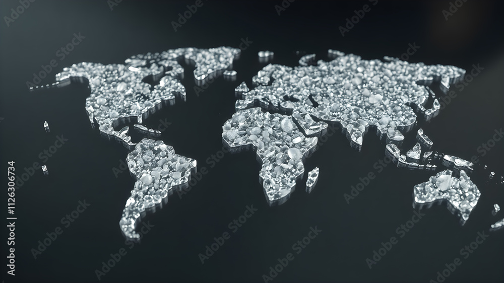 Plastic pollution, environmental and ecological concept. World map made ...
