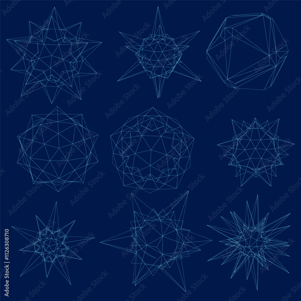 Line art shapes set of esoteric glyphs, pictograms and symbols. Vector ...