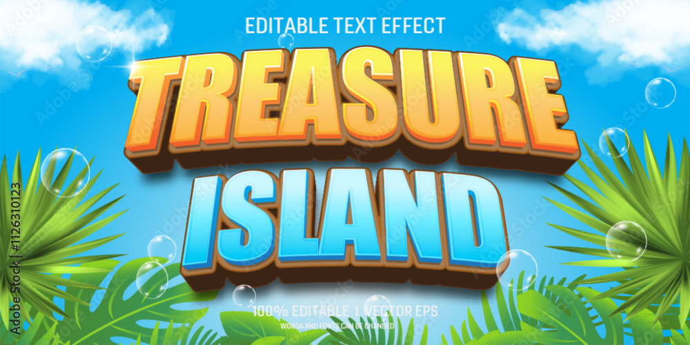 treasure island vector text effect with modern style design Stock ...
