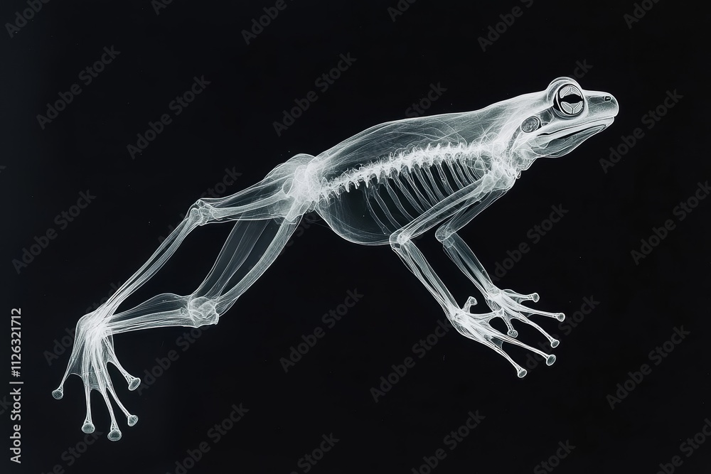 X-ray of a Frog in Motion with Clear Skeleton and Detailed Anatomy ...