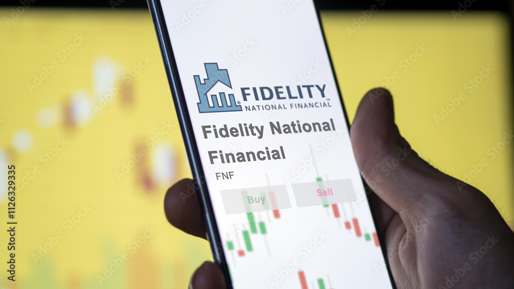 March 26th 2024, logo of Fidelity National Financial on a white wall in ...
