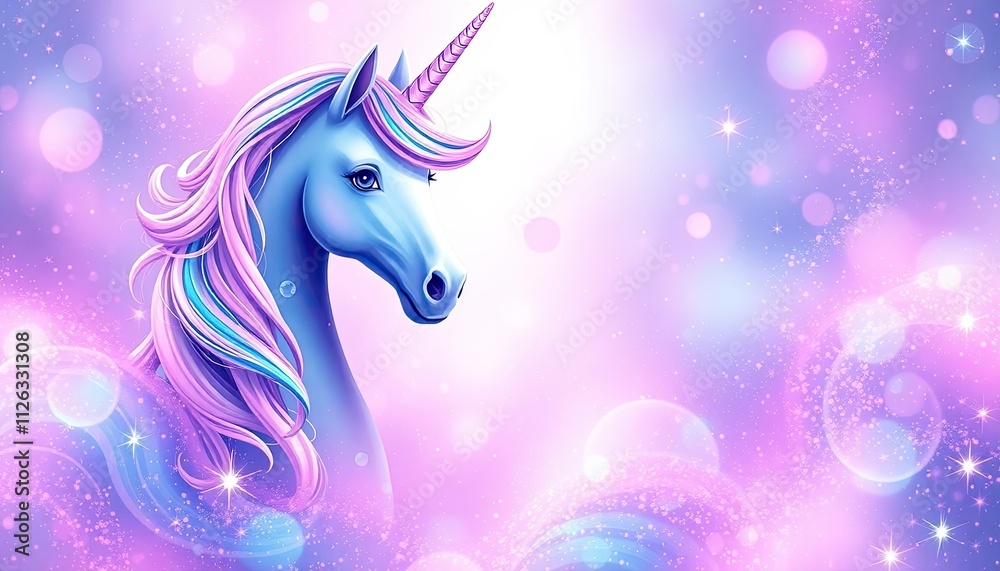 unicorn background with magical pastel colors, sparkling effects, and ...