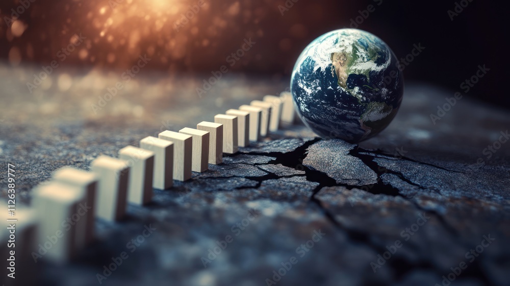 Earth on brink of collapse. Stock Illustration | Adobe Stock