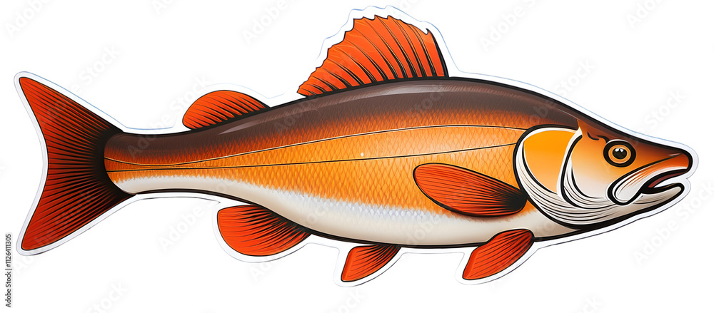 handrawn illustration A sticker of Fishing target, milkfish. isolated ...