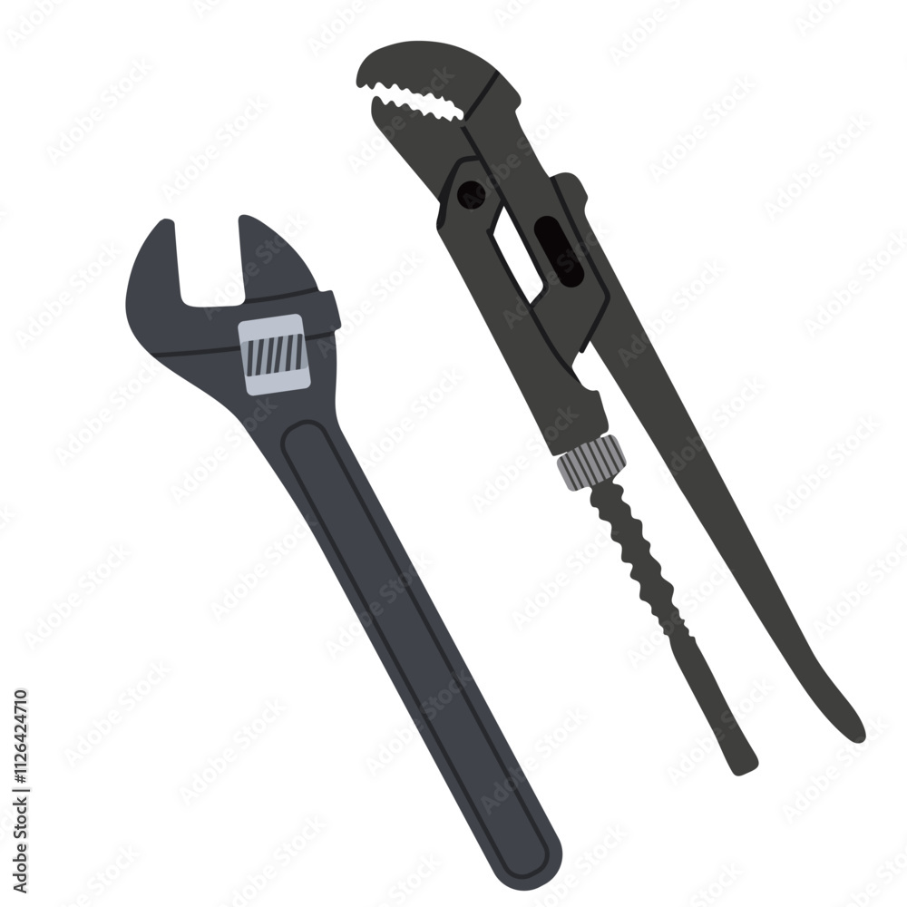Adjustable spanner free construction, plumbing services icon, wrench ...