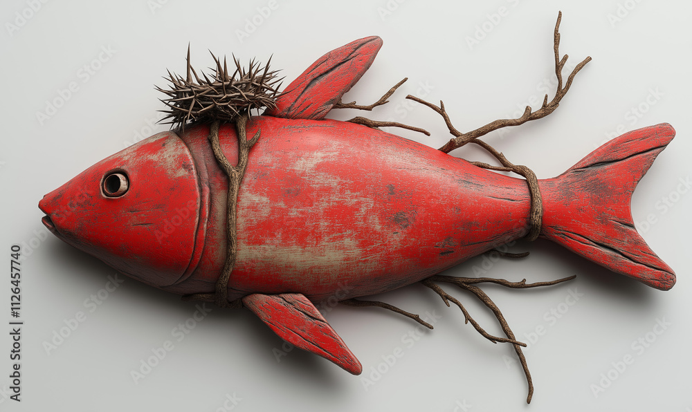 Jesus Fish Symbol with Crown of Thorns Stock Photo | Adobe Stock