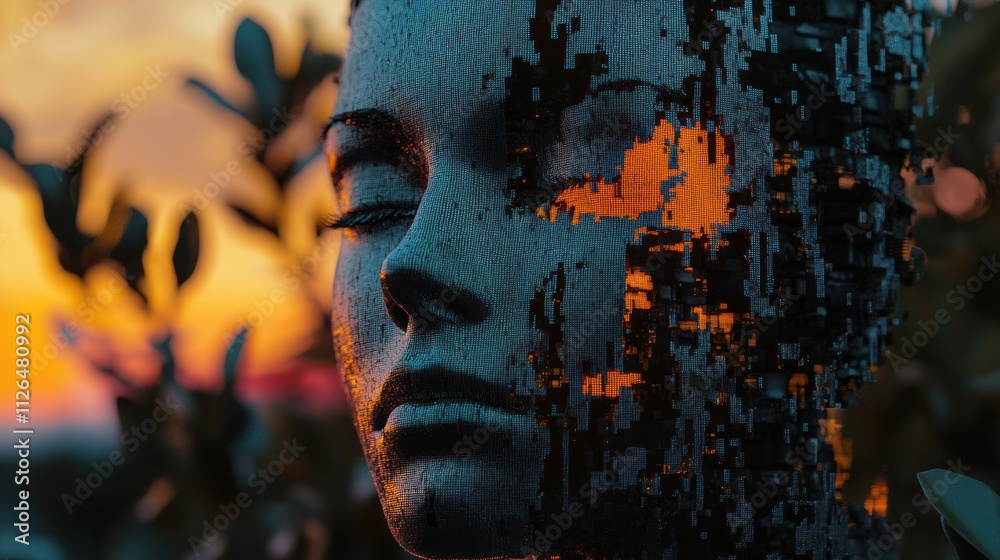 AI-powered image recognition technology, illustrating the creation of deep fake images and the ...