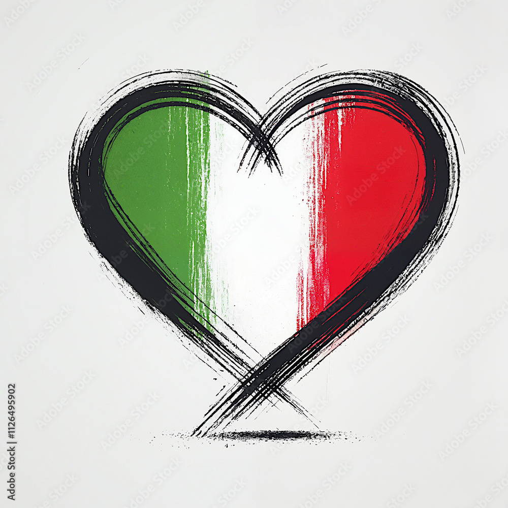 heart shape with Italy flag Stock Illustration | Adobe Stock