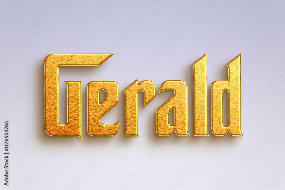Gold text effect of Deutsche name Gerald on light-blue background ...