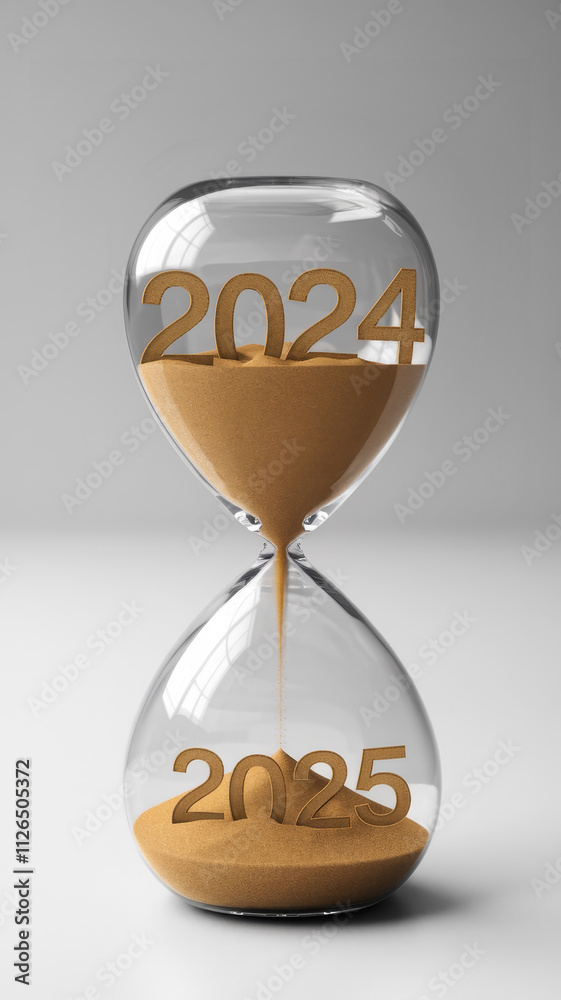 inside an hourglass with sand forming the numbers 2024 at the top and ...