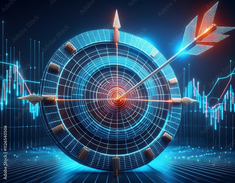 an innovative low poly wireframe presents a digital archery target and ...