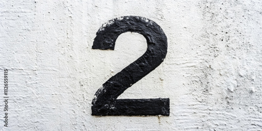 Number 2 Stencil, Black Paint Splatter, White Background, Rule of ...