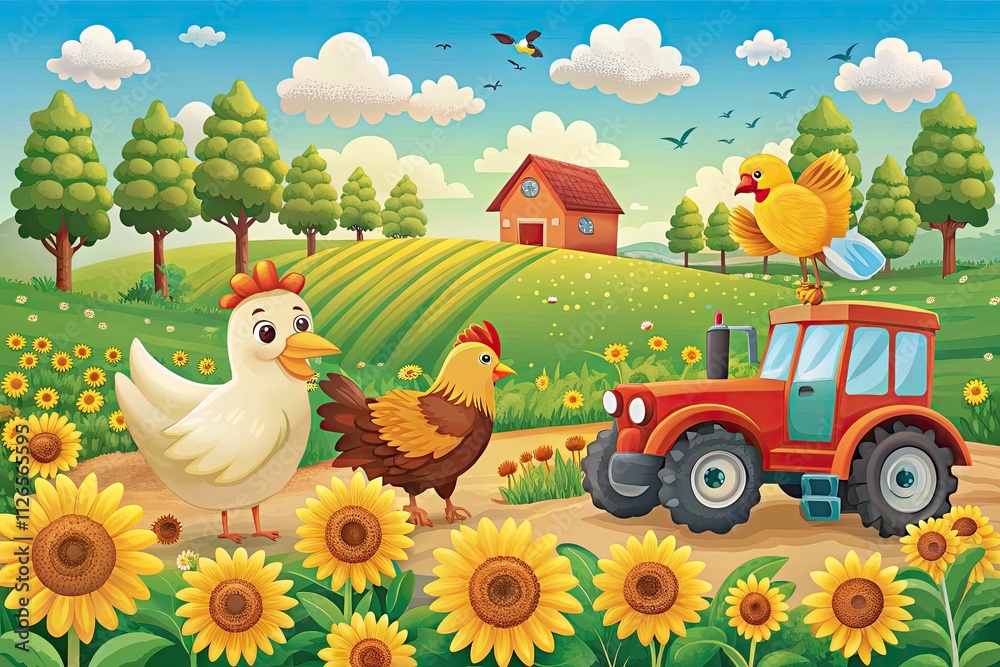 Spot the Difference Farm Game: Kids Educational Puzzle, Cute Cartoon ...
