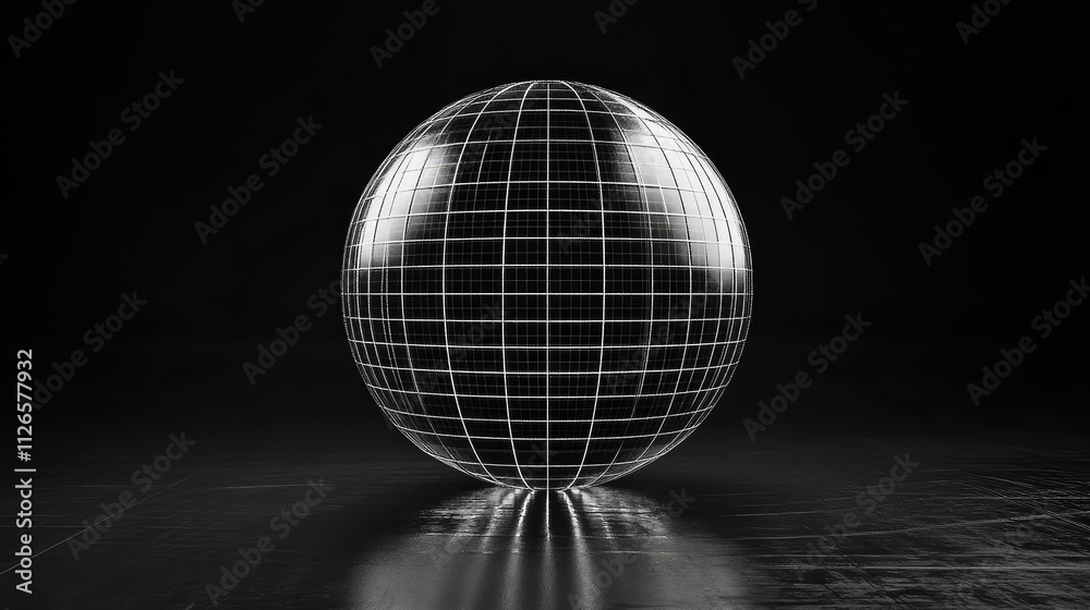 Visually Captivating Rotating Grid Sphere Animation on Black Backdrop ...