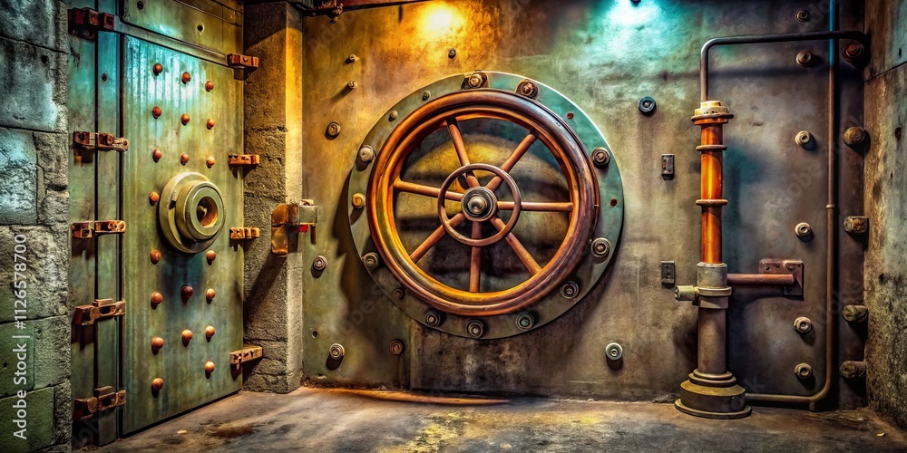 Steel Bunker Door: Porthole, Pipes, & Rotary Lock - Realistic 3D ...