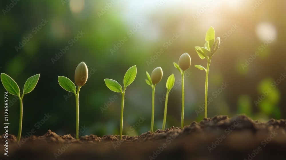 Illustration of plant growth stages from seed to mature plant ...
