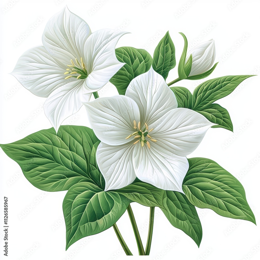 Trillium clipart isolated on white background Stock Illustration ...